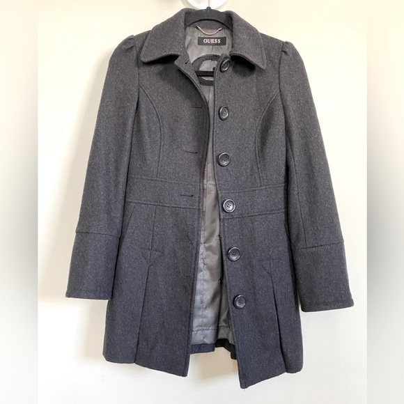 Guess | Jackets & Coats | Guess Wool Blend Pea Coat Grey Xs | Poshmark